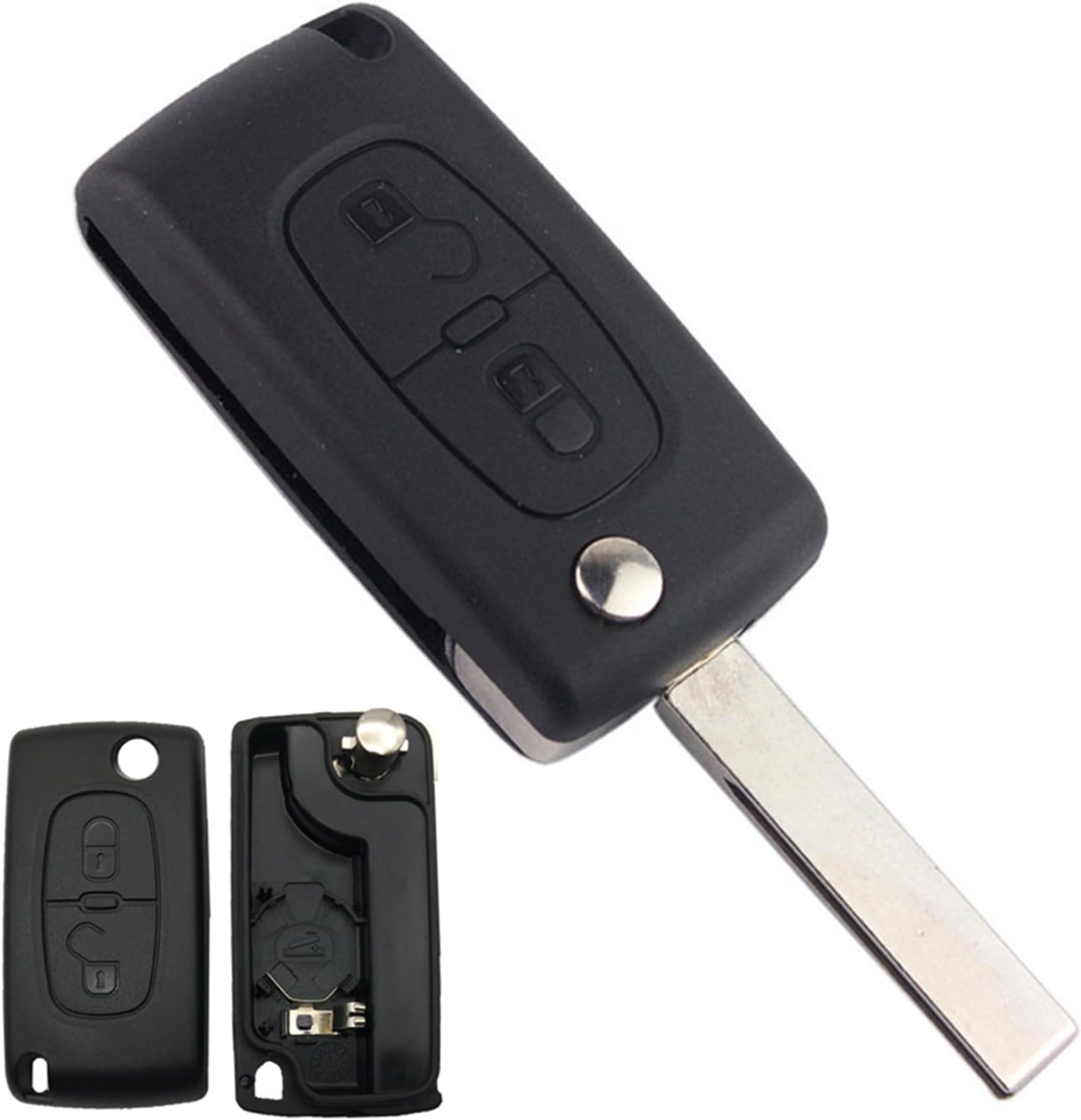 Jinpojun 2 Boutons Coque Clé CE0536 HU83 Clé à Rabat Pliable Compatible ...