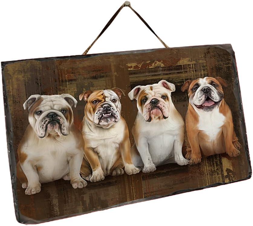 Amazon.com: Doggie of the Day Rustic 4 Bulldogs Wall Décor Hanging ...