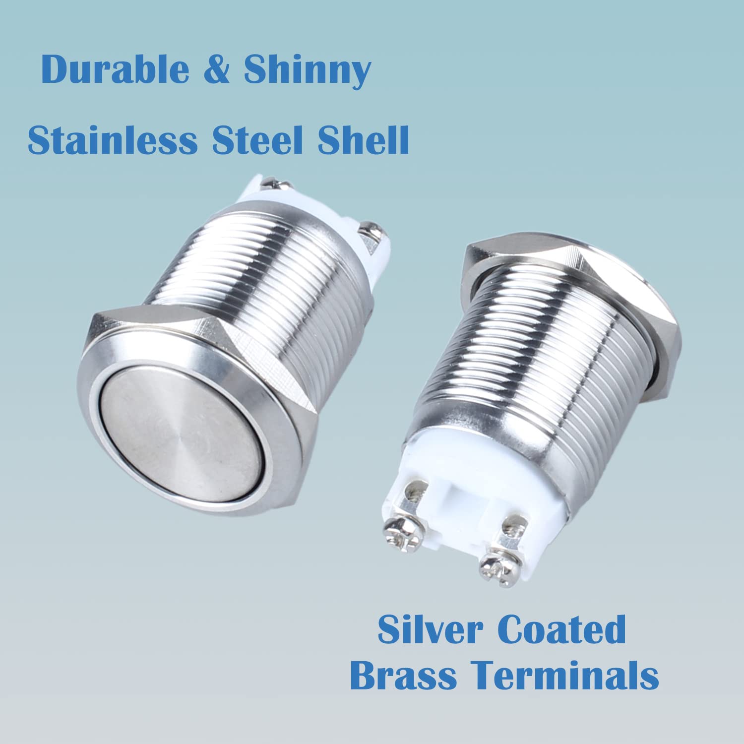 Snapklik.com : 2pcs 19mm Latching Metal Push Button Switch Waterproof ...