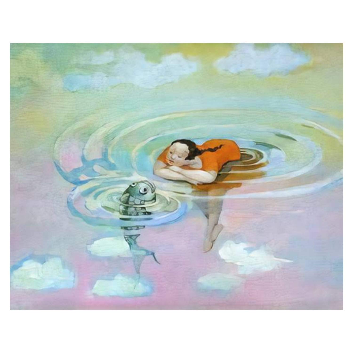 Girl Floating In Water Painting