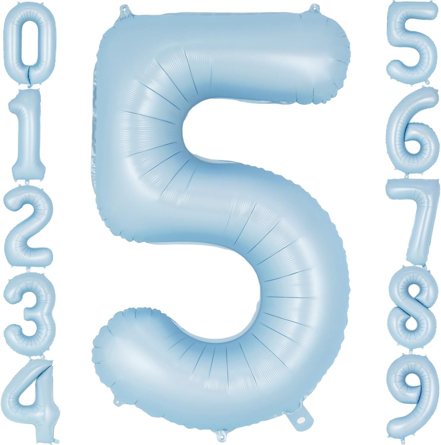 Amazon.com: Light Blue Number 5 Balloon, 40 Inch Big Large Foil Number ...