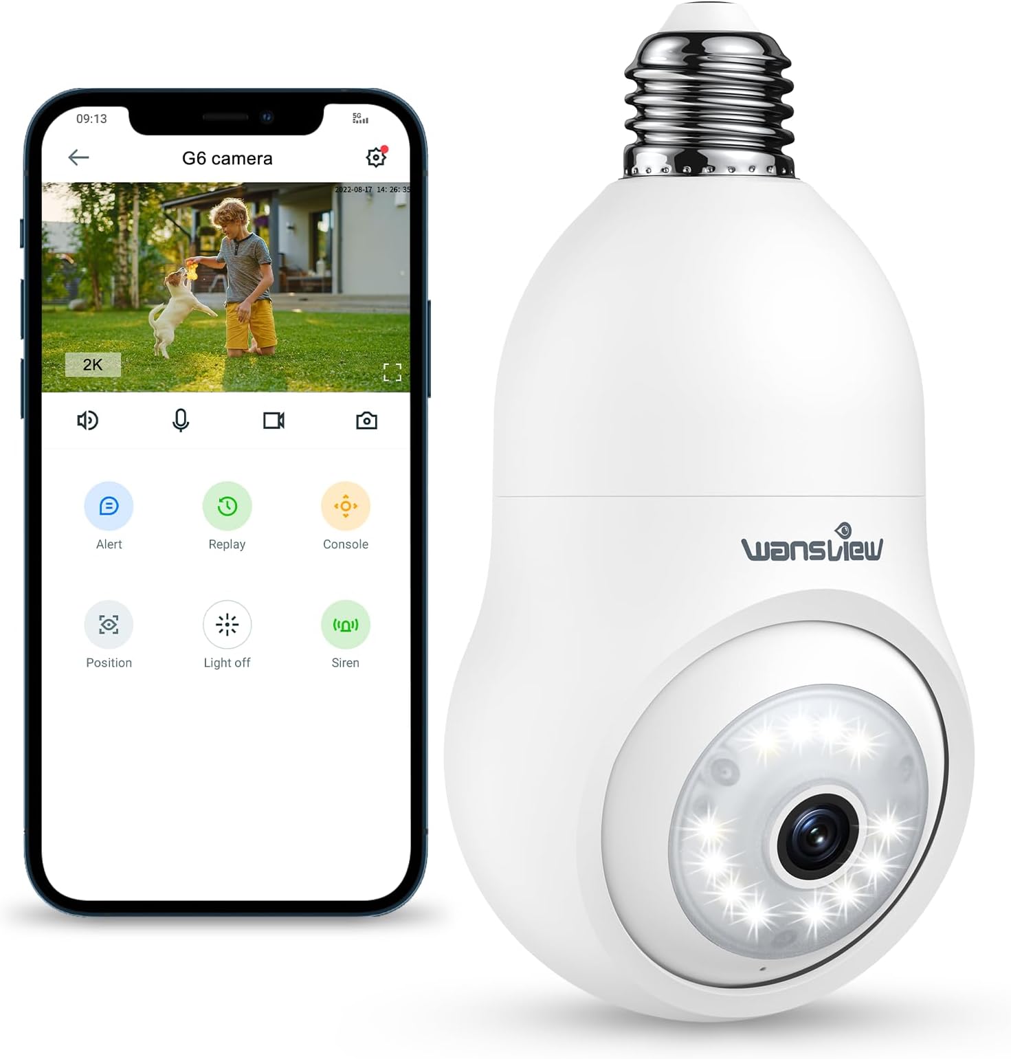 Amazon.com : wansview 2K Light Bulb Security Camera - 2.4G WiFi ...