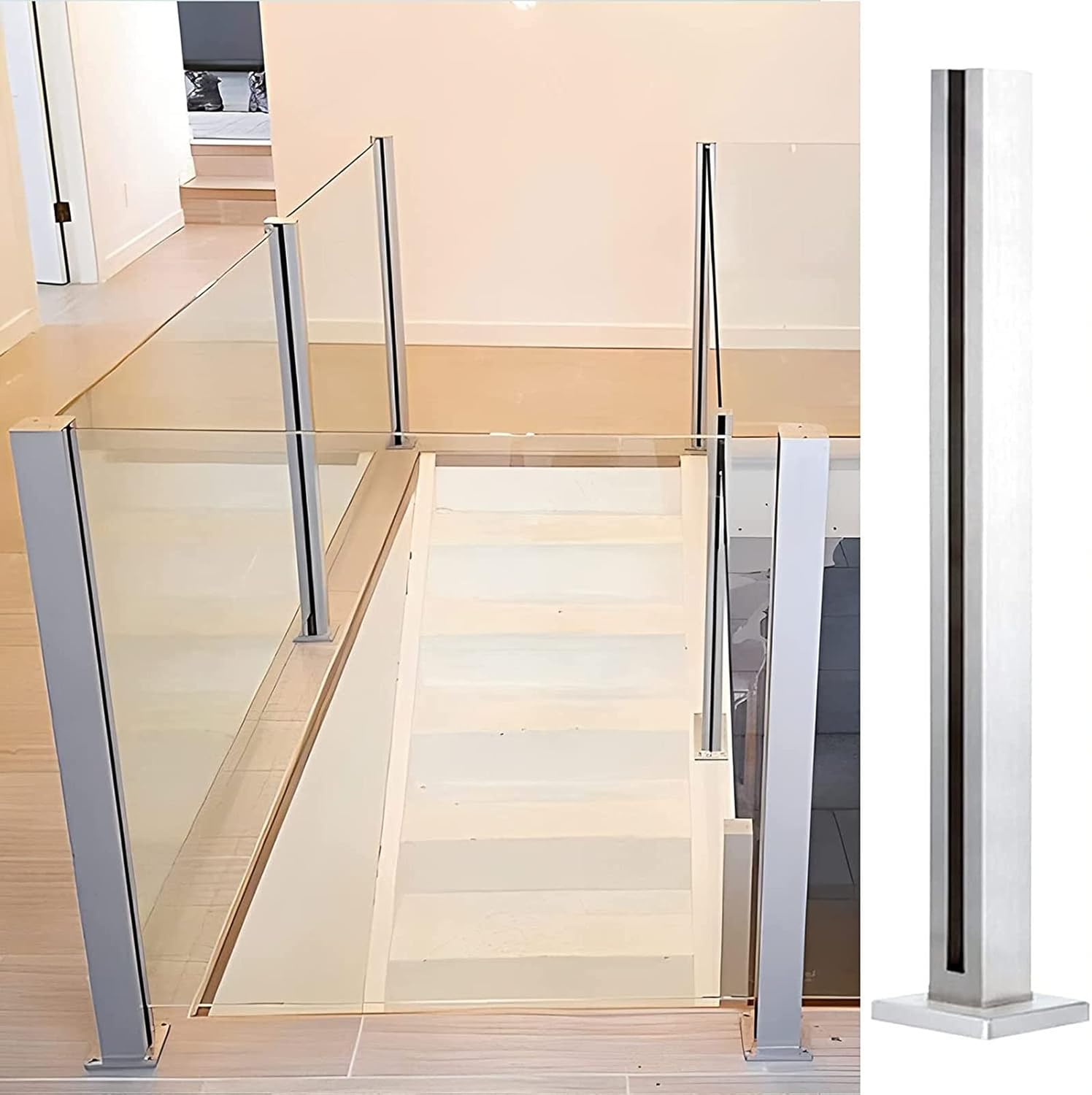 Amazon.com: Staircase Base Rail for Glass Panels, Balcony Sliver Glass ...