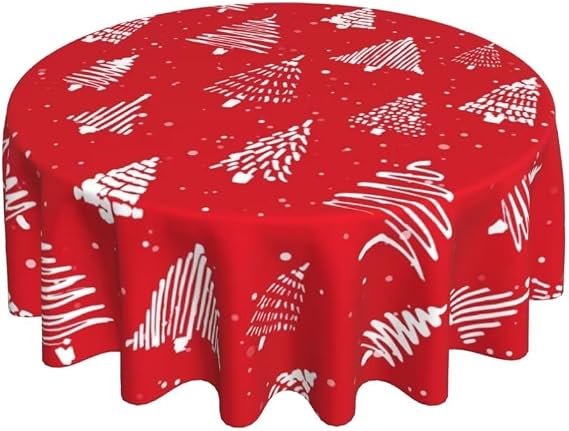 Amazon.com: AEIOAE Merry Christmas Tablecloth 70x70 Inch Round, Red ...