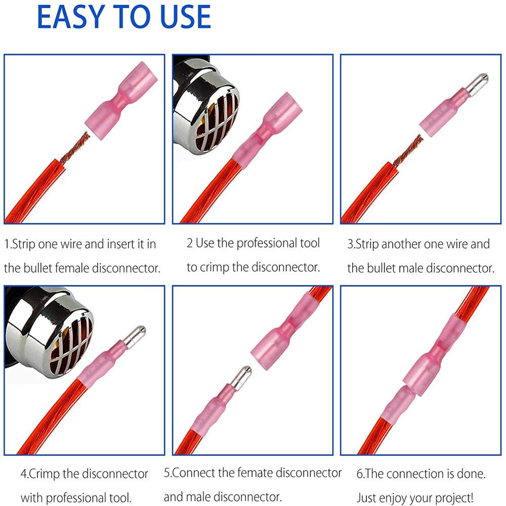 Snapklik.com : PONFY 100PCS Heat Shrink Bullet Terminals - Female ...