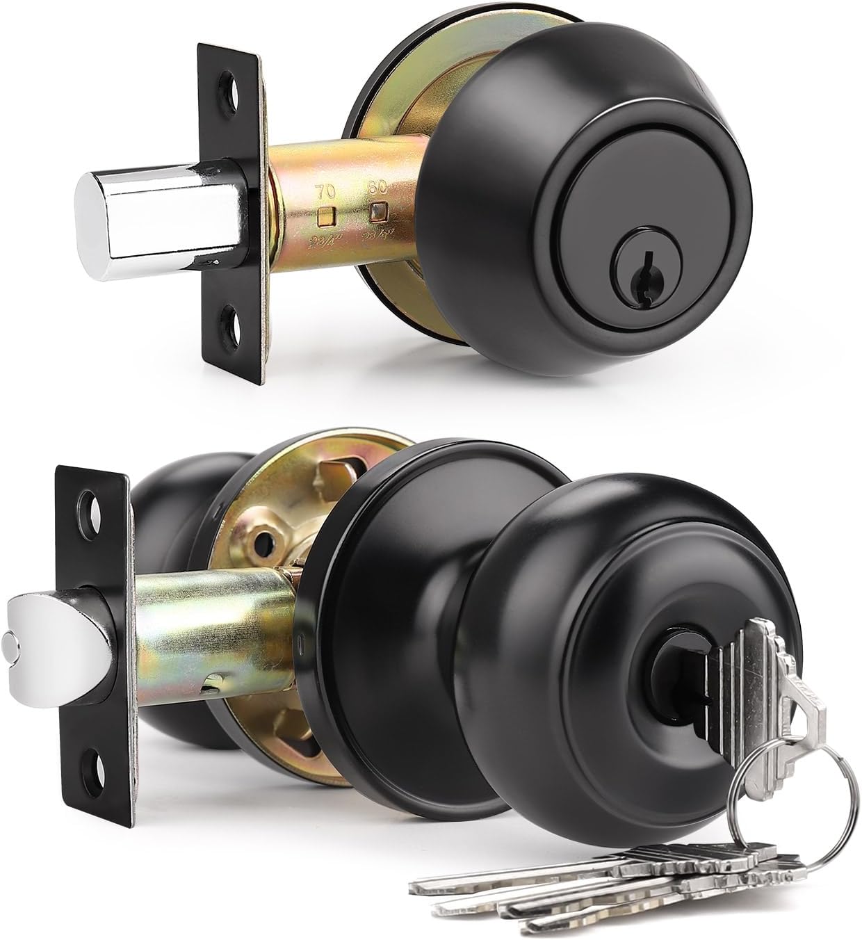 Brotima 1 Pack Keyed Alike Front Door Knob and Deadbolt Set, Entry Door ...