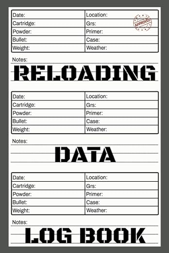Reloading Data Log Book: Hand Reloading Data Log Sheets To Track ...