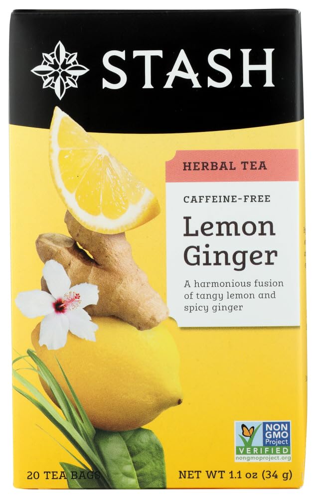 Amazon.com : Stash Tea, Premium, Lemon Ginger Herbal Tea, Caffeine Free ...