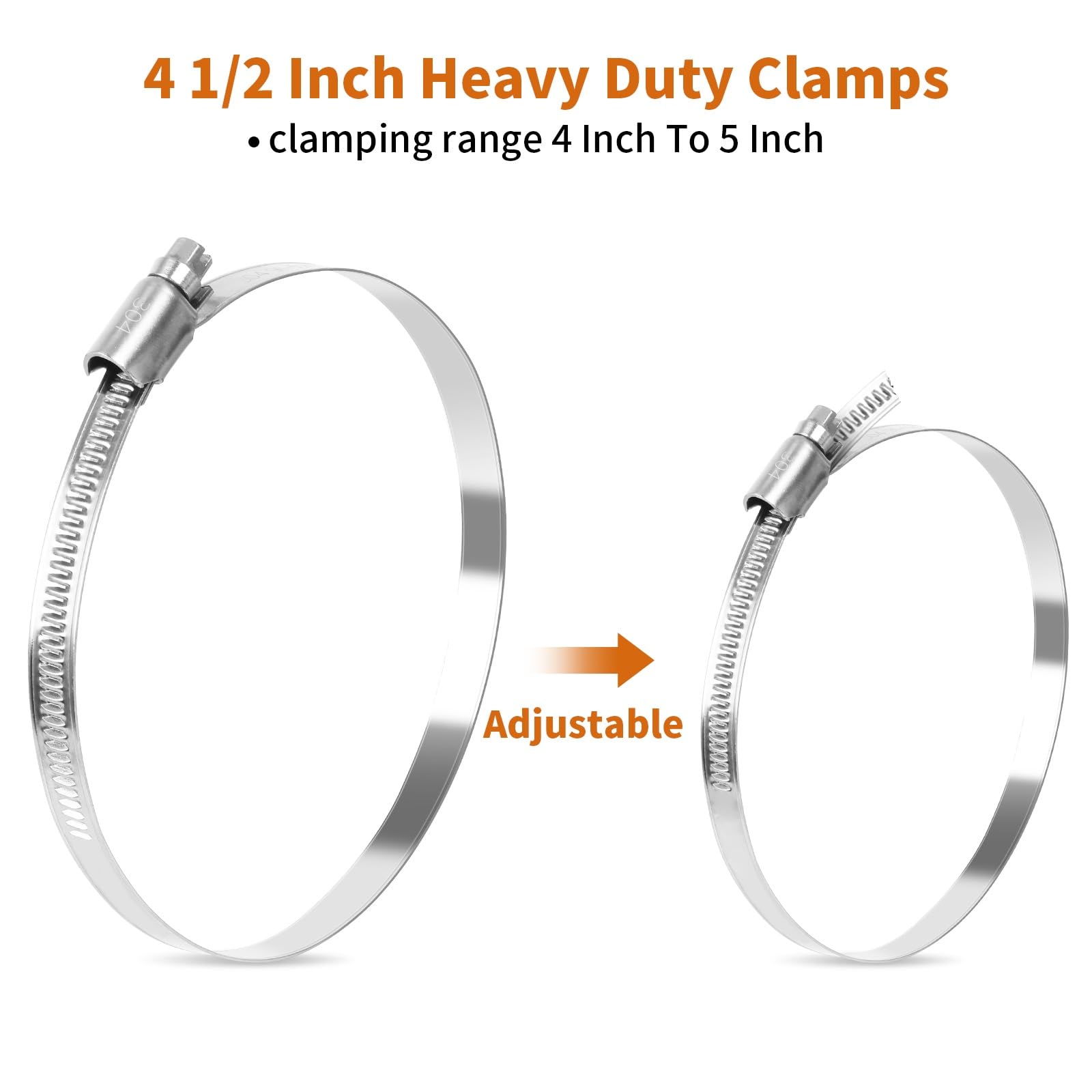 Snapklik.com : 6 Pcs 4.5 Inch Hose Clamps Stainless Steel Duct Clamps ...