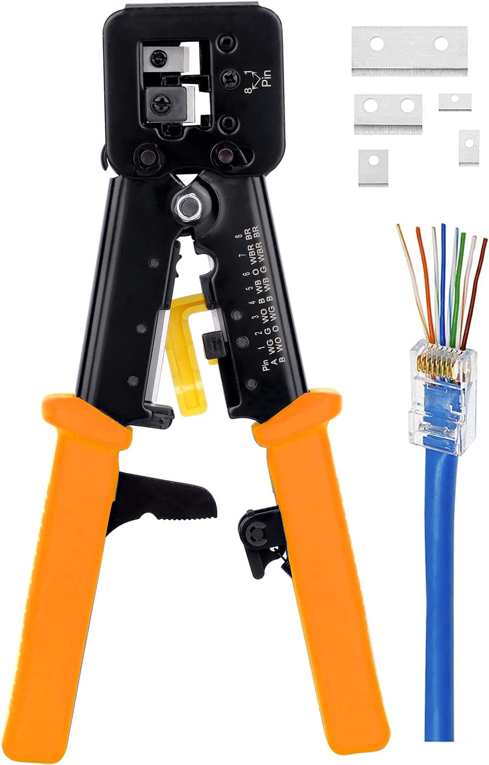 VCE GJ669BK RJ45 Crimp Tool，Ethernet Crimping Tool for Cat5 Cat6 Cat6A ...