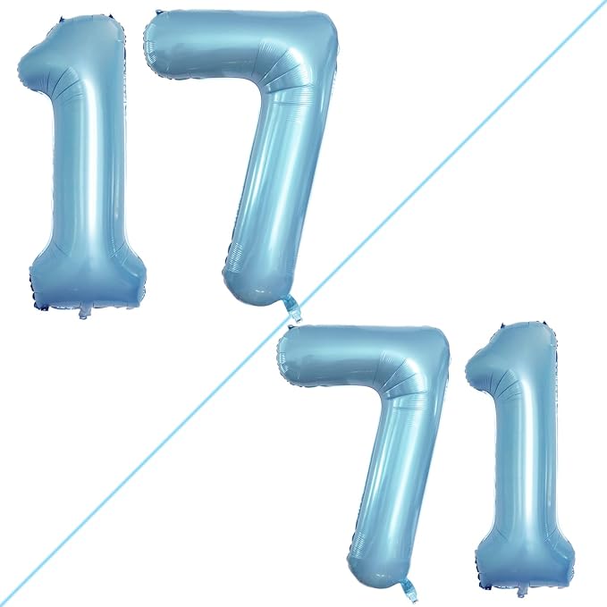 Amazon.com: GOER Number 17 Balloons for 17th Birthday Sweet 17 Party ...