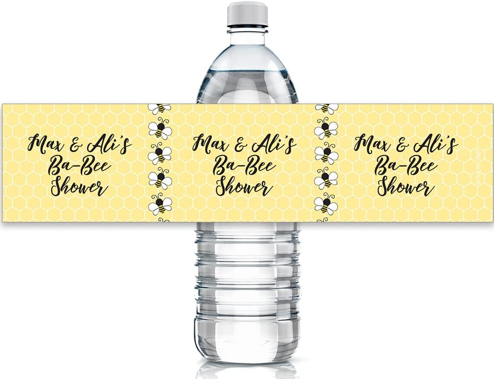 Amazon.com: Personalized Yellow Bumble Bee Themed Water Bottle Labels ...