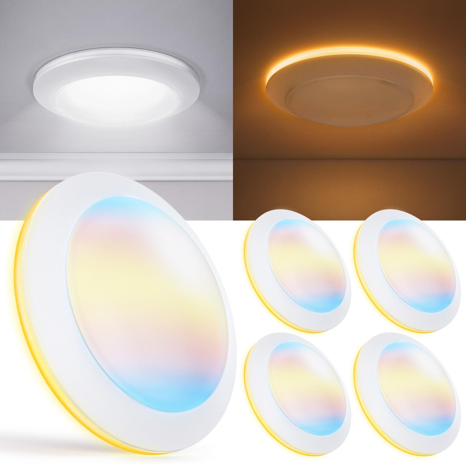 Sunco Lighting 4 Pack 6 Inch LED Nightlight Disk Lights Flush Mount ...