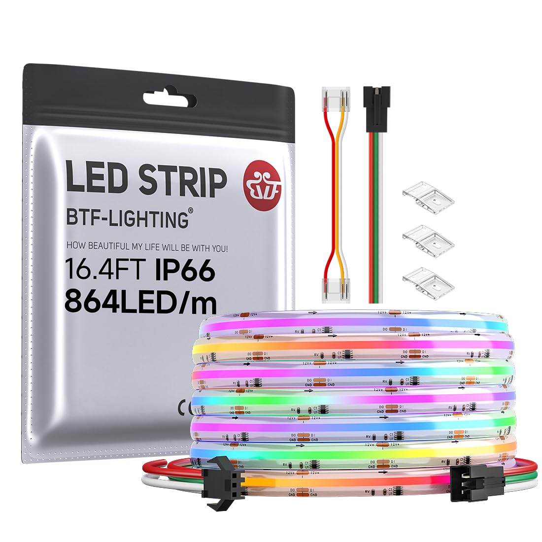 Amazon.com: BTF-LIGHTING FCOB IP66 WS2811 IC RGB COB LED Strip UL ...