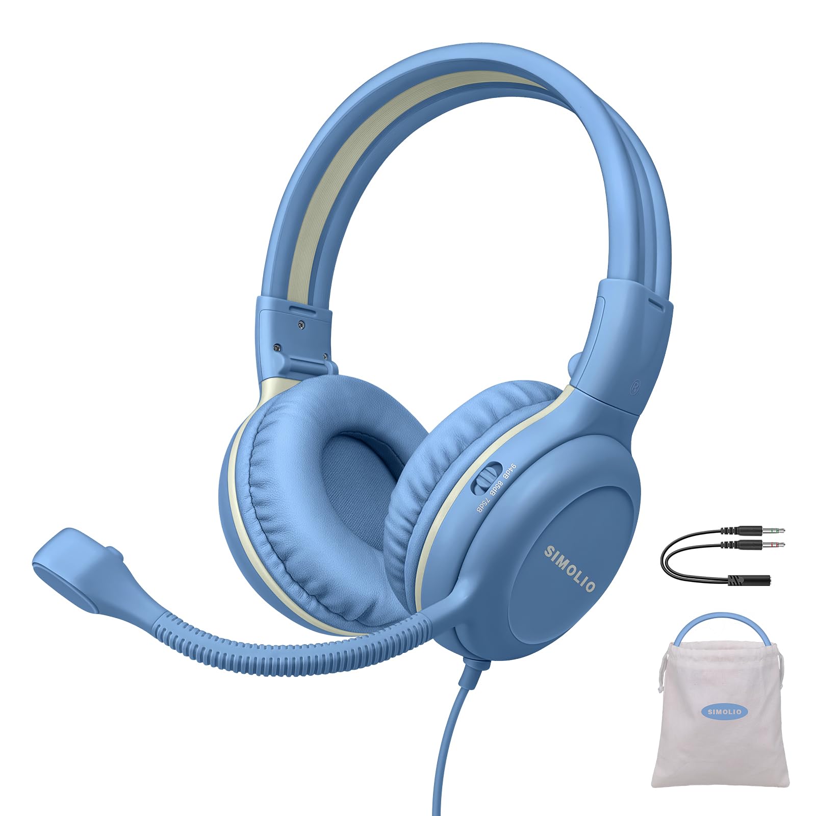 SIMOLIO Wired Headphones-School with Microphone, Stereo Kids Headphone ...
