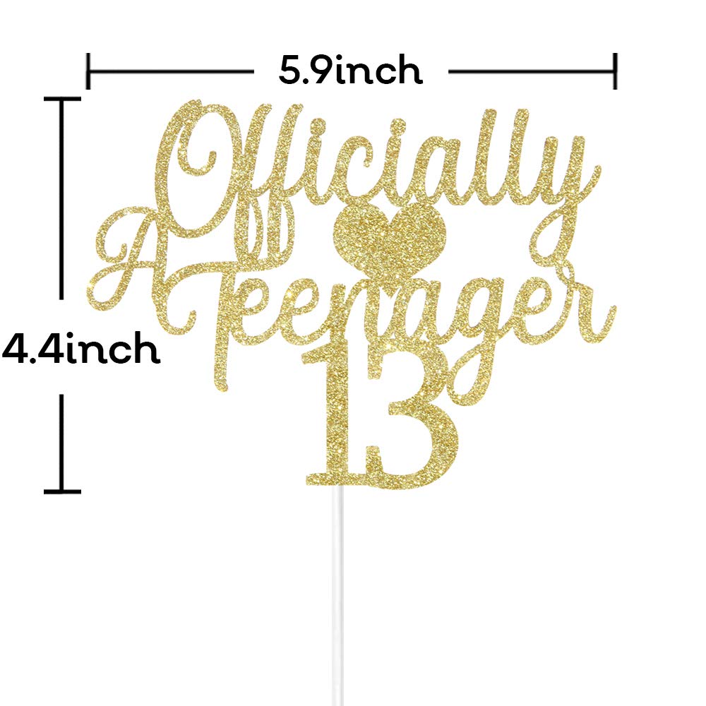 Snapklik.com : Gold Officially A Teenager 13 Cake Topper