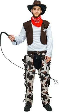 Adult Cowboy Costume Mens Western Funny Dress Up Party Costume : Amazon ...