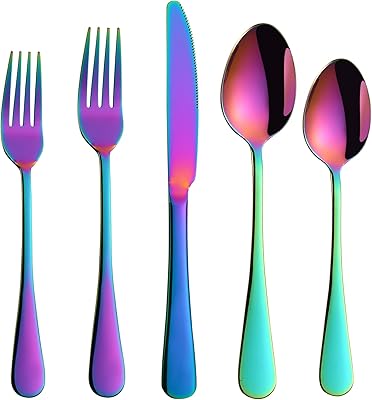 Amazon.com | Lightahead 24pcs Rainbow colored Iridescent Stainless ...