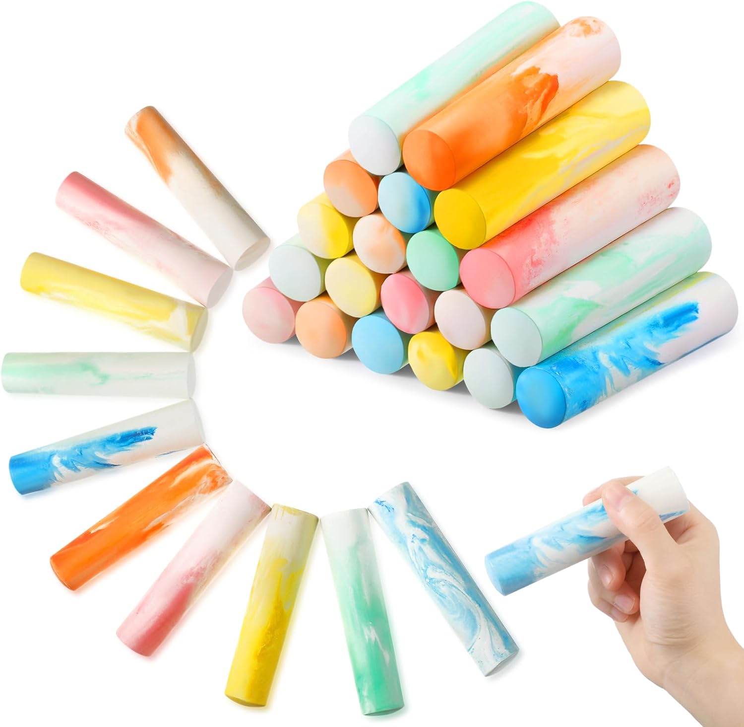 Amazon.com: Fulmoon 40 Pcs Jumbo Sidewalk Chalk Large Chalk for Kids ...