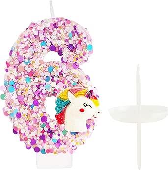 Amazon.com: CasaPopz Unicorn Birthday Number Candles for Cake, Pink ...