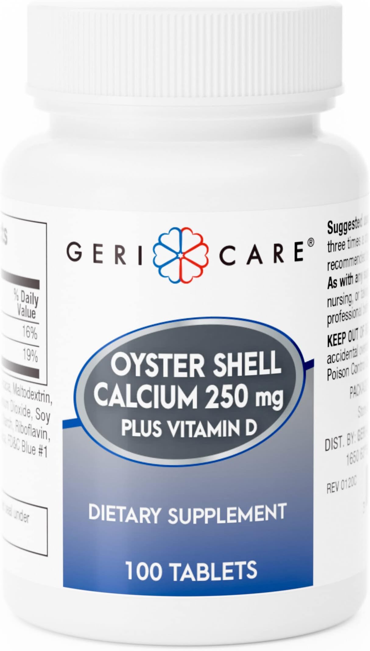 Amazon.com: Gericare Oyster Shell Calcium 250mg, Vitamin D 125IU ...