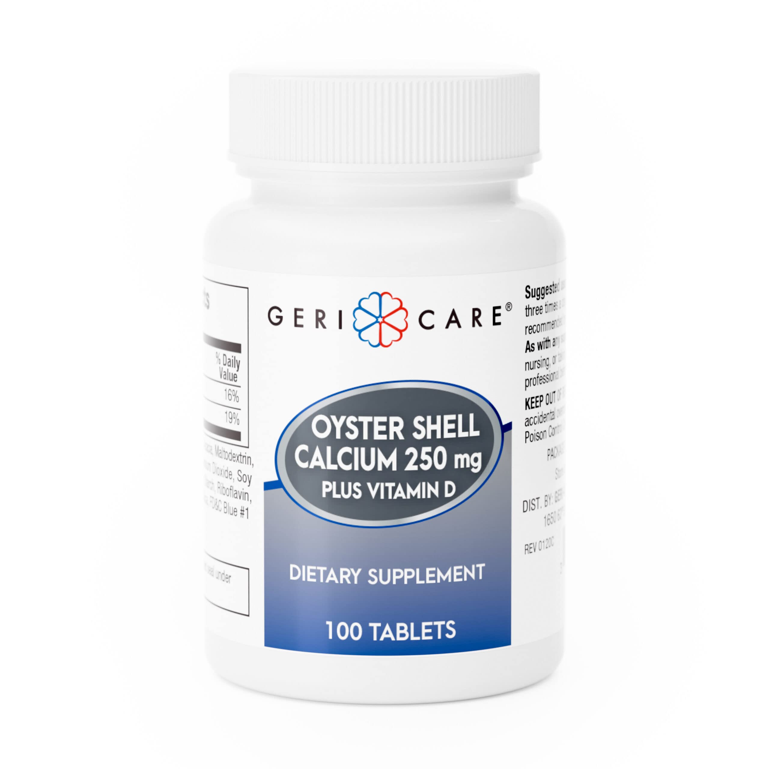 Amazon.com: Gericare Oyster Shell Calcium 250mg, Vitamin D 125IU ...