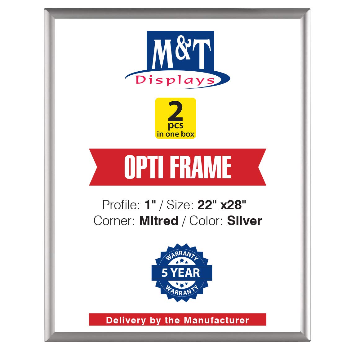 Amazon.com - M&T Displays Opti Snap Poster Frame 22x28 Inch Silver 1 ...