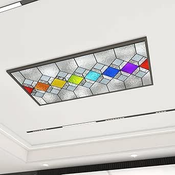 AFWADFWA Decorative Fluorescent Light Covers for Ceiling Lights Stained ...