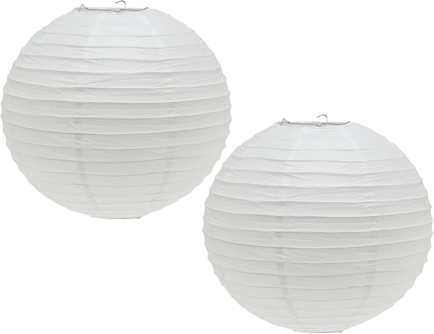 Pack of 2 Round White Paper Light Shade Lantern | Classic Bamboo Style ...