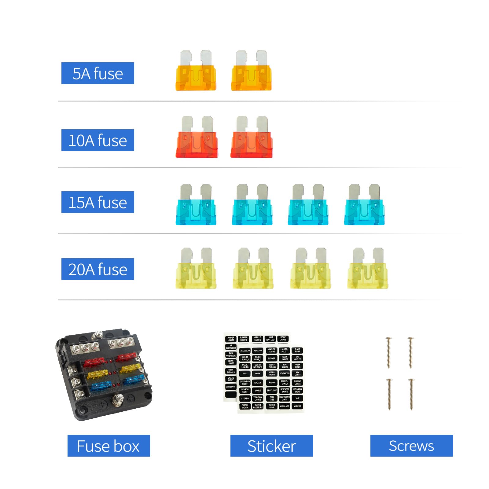 Snapklik.com : SOYOND 12 Volt Fuse Block, 6 Way Marine Fuse Block