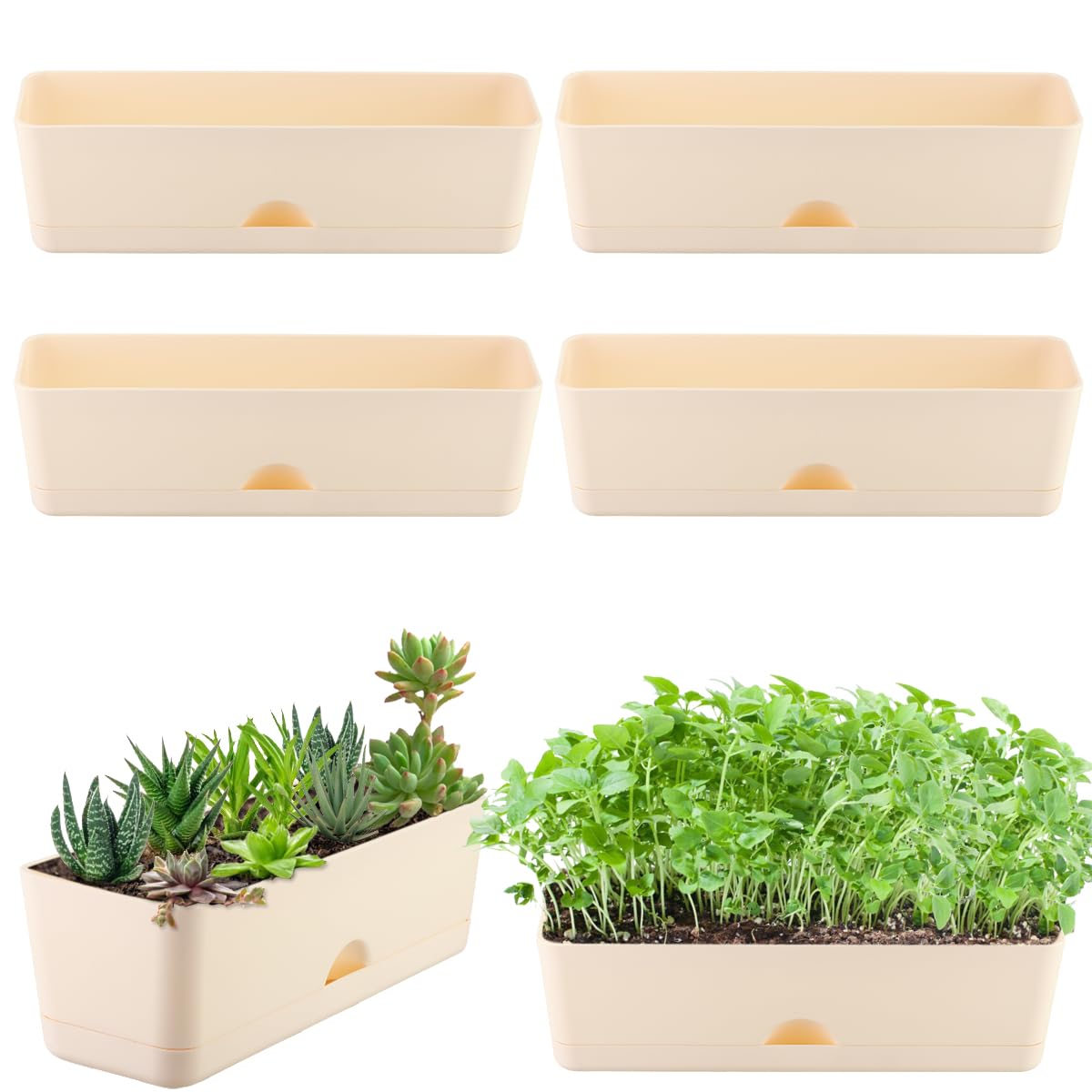 Amazon.com : 6 Pack Rectangle Planter 16x4.4 Inch Window Boxes Planters ...