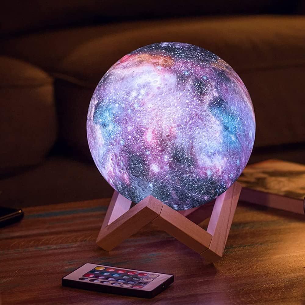 EXTSUD Full Moon Lamp, LED Lunar Night Light Remote Control Table Lamp ...