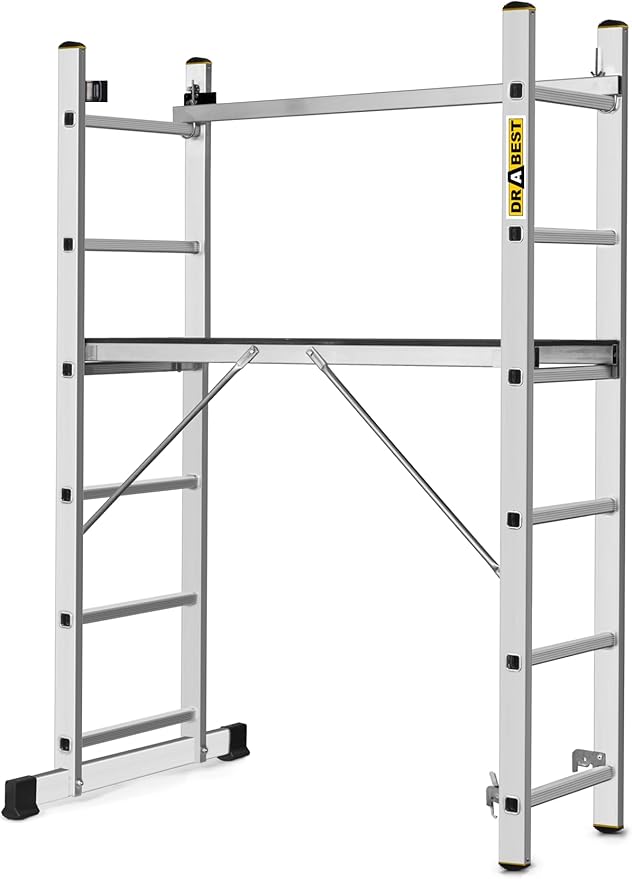 DRABEST Aluminum Scaffolding Tower 2x6 – Mini Scaffold with Work ...