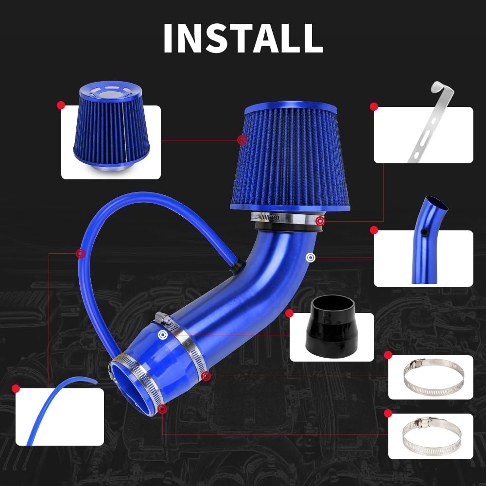 Snapklik.com : BARTOO 3 Cold Air Intake Kit Aluminum Automotive Cold ...