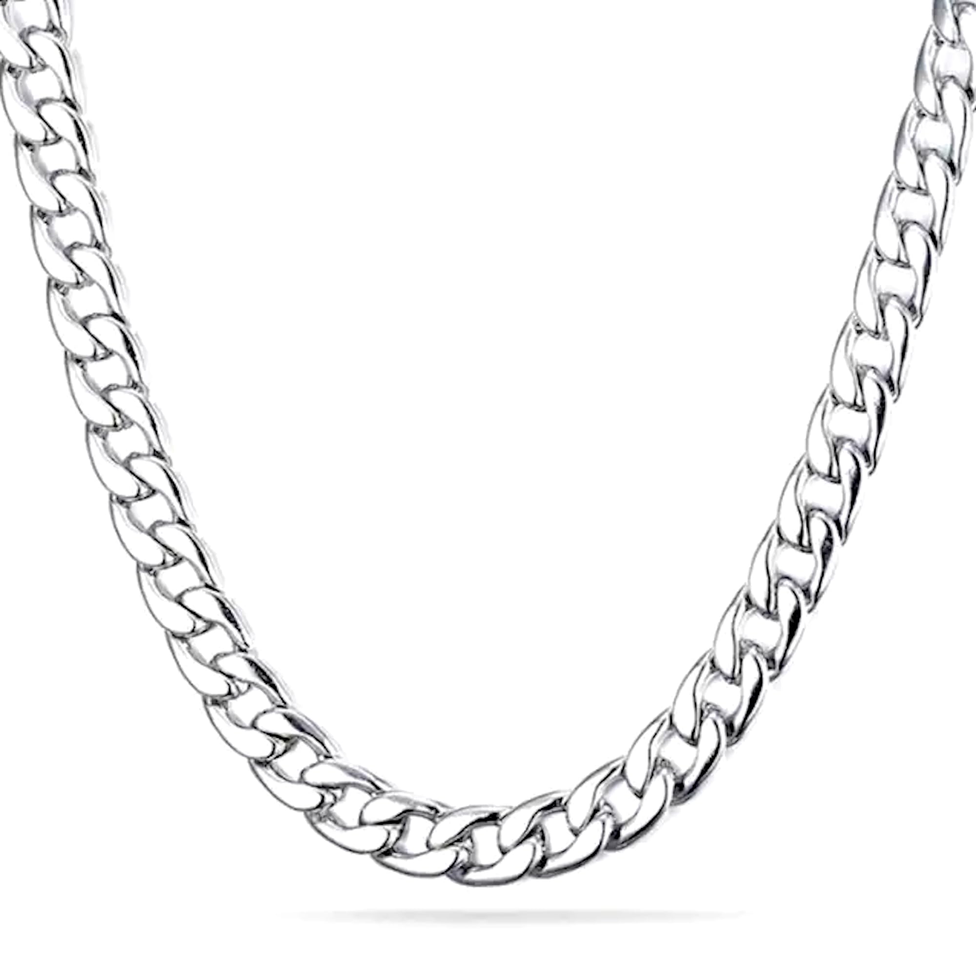 Buy SALVE Stainless Steel Chain Silver Stylish Long Curb Men Necklace ...
