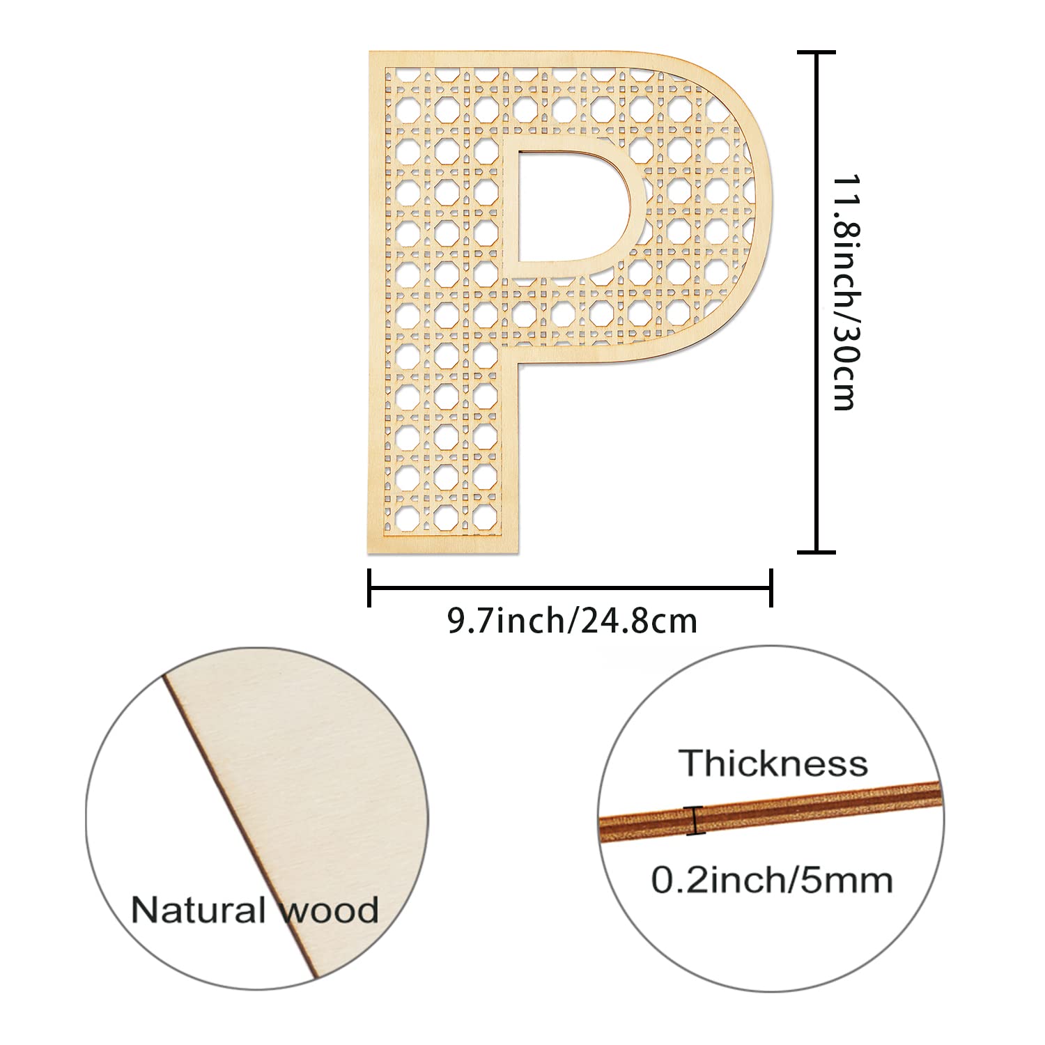 Snapklik.com : Wooden Rattan Letters For Wall Decor Rustic Wooden ...
