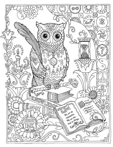Coloring Cover Notebook (Author Owl | Wide Ruled): Notebook for note ...