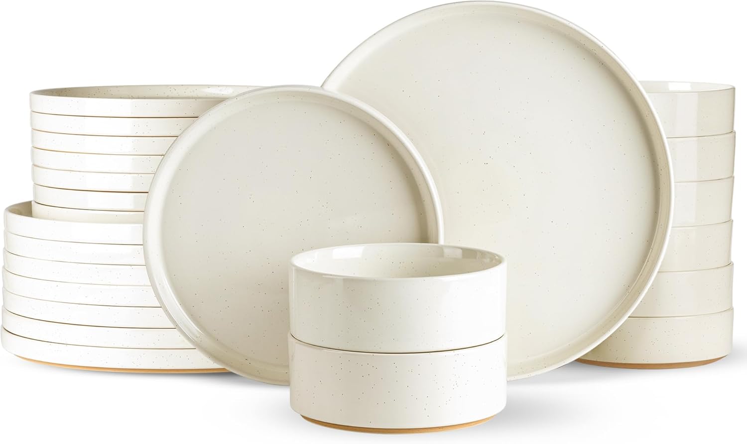 AmorArc Ceramic Dinnerware Set for 8 | Speckled Stoneware Plates and ...