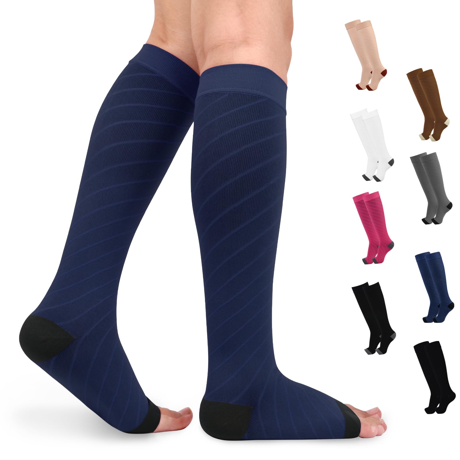 Amazon.com: Knee High Medical Compression Socks for Women & Men, 20-30 ...