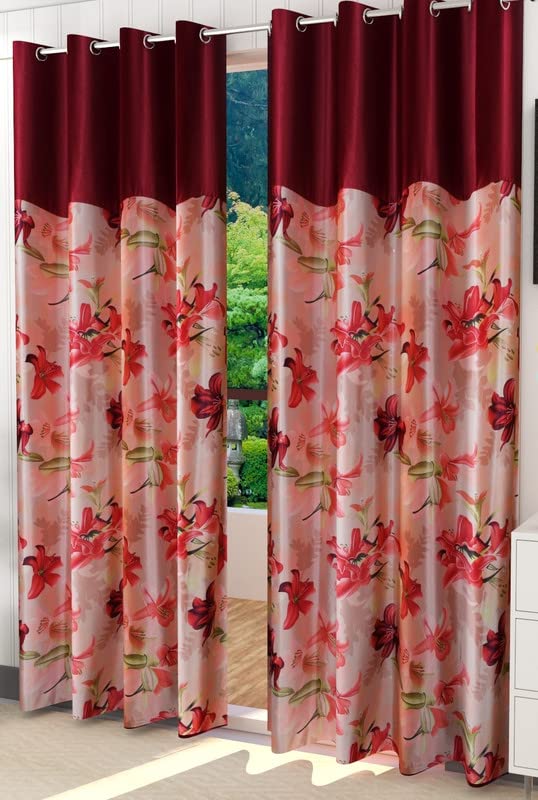 Buy FABREEVA Fancy Printed Stella Patch Style Window Eyelet Curtain ...