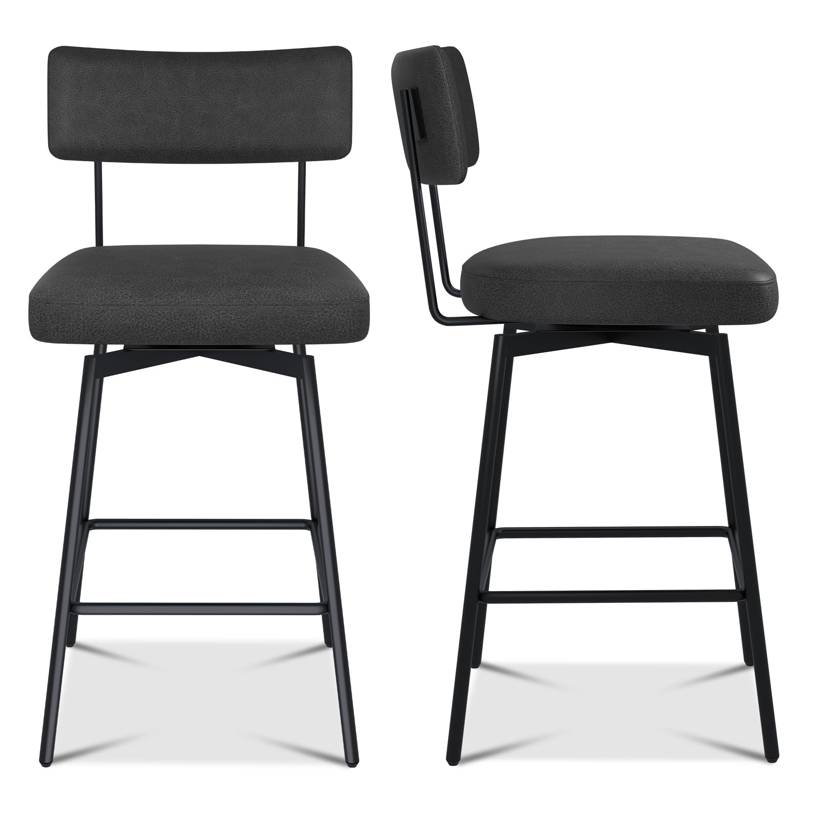 Snapklik.com : Hcore Swivel Counter Height Bar Stools Set Of 2, Modern ...