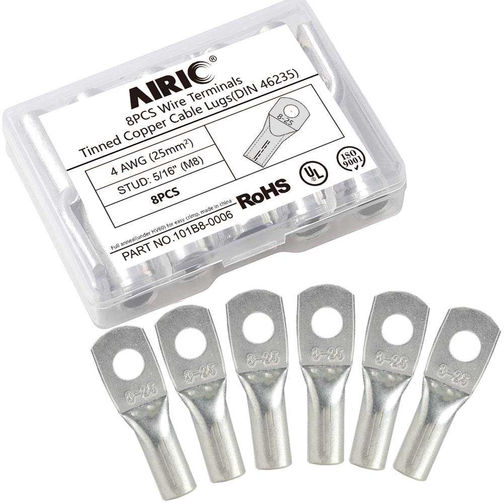 Snapklik.com : AIRIC 4 Gauge Wire Lugs 5/16" Stud