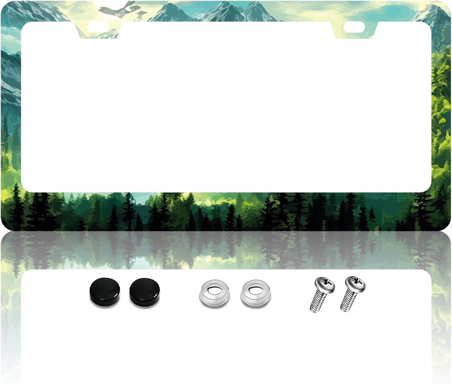 Amazon.com: KDQEP Coniferous Forest Mountain License Plate Frame ...