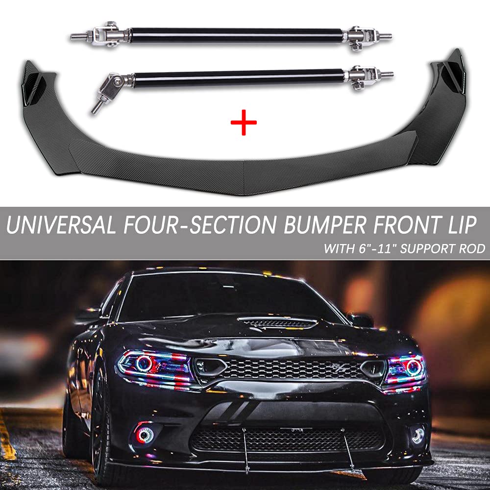 DREAMIZER Universal Front Bumper Lip Strut Rod Spoiler Wing Wide Body ...