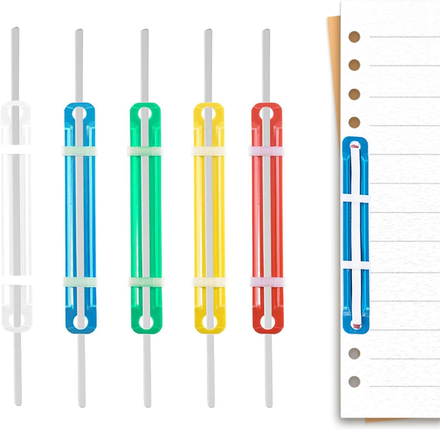 50 Pcs Paper Fasteners, Plastic Paper Clips, Hole Punch Binder Clips ...