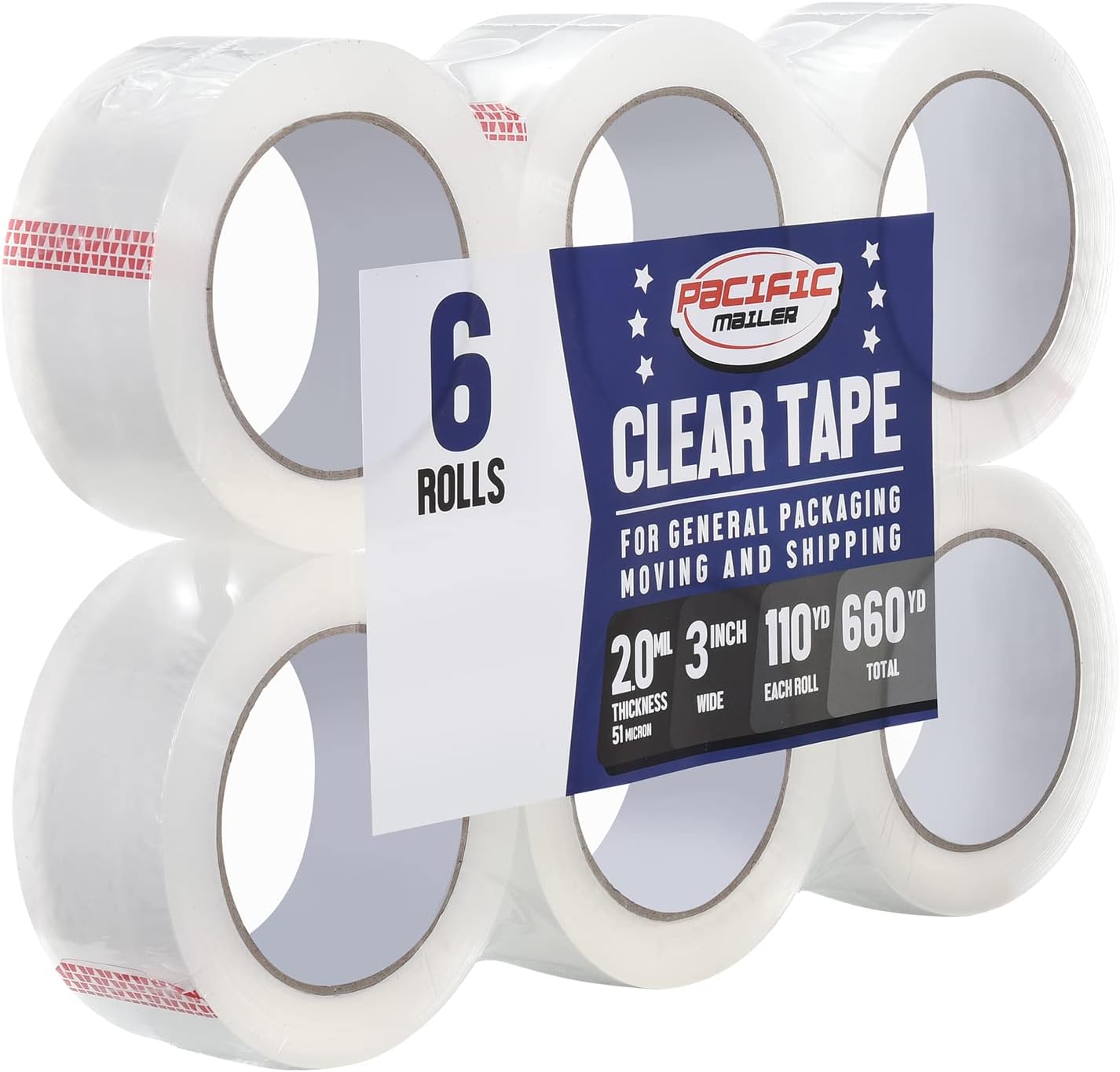 Amazon.com : Pacific Mailer Clear Packing Tape, Packaging Tape for ...