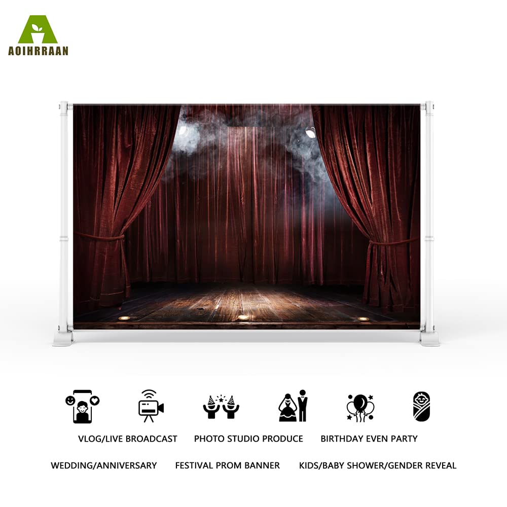 Aoihrraan 3,5×2,5m Theater Stage Backdrop Red Curtains Stage Spotlights ...