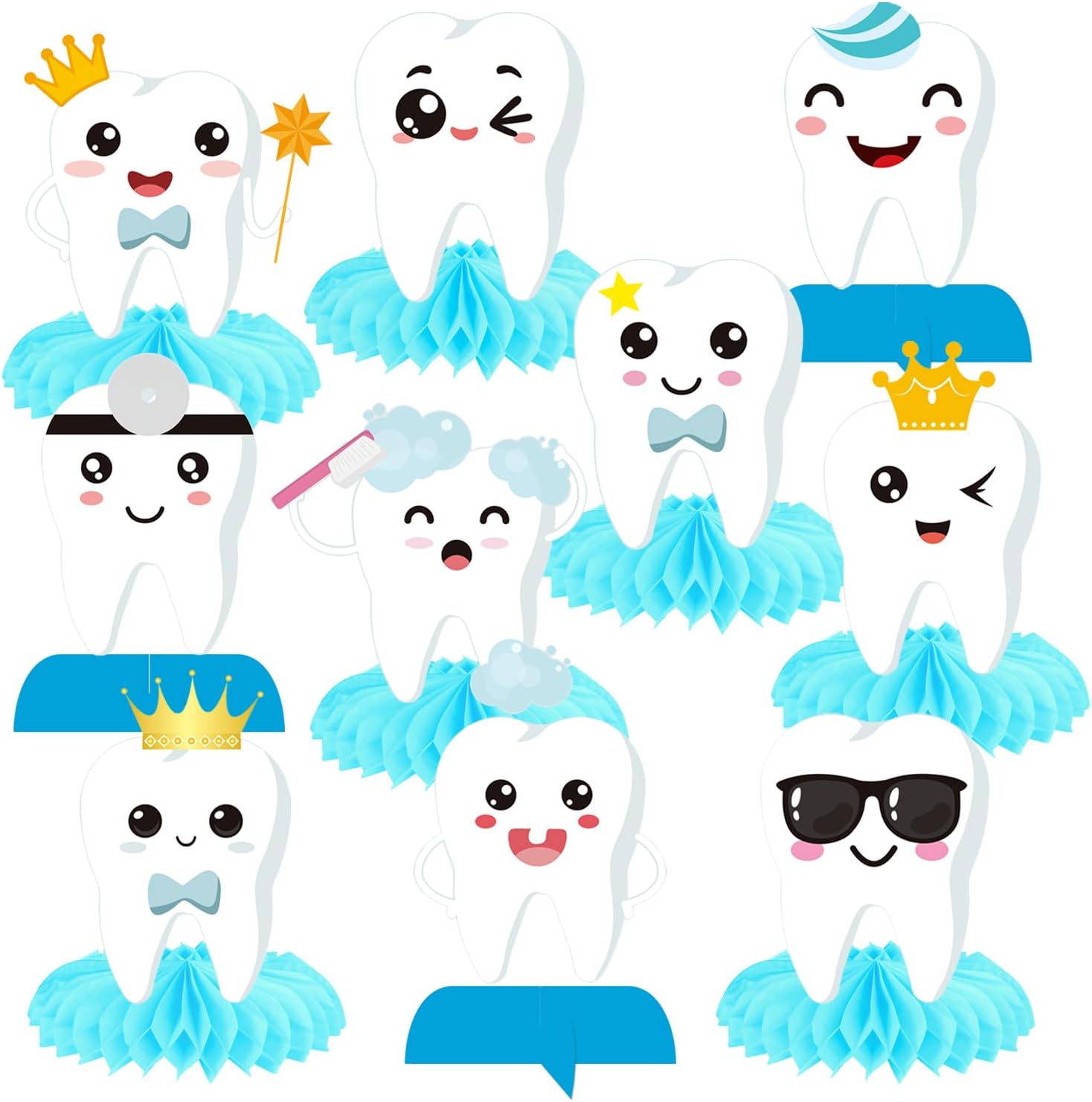 Amazon.com: 12Pcs Tooth Honeycomb Centerpieces First Tooth Party ...