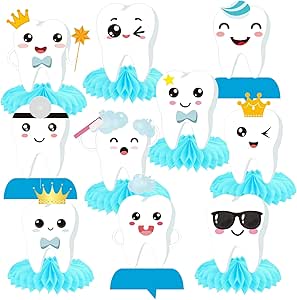 12Pcs Tooth Honeycomb Centerpieces First Tooth Party Decorations Teeth ...