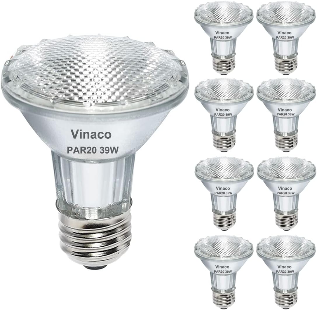 Vinaco 9PCS Eco Halogen Light Bulb, 39W PAR20 Warm White, Dimmable, 480 ...
